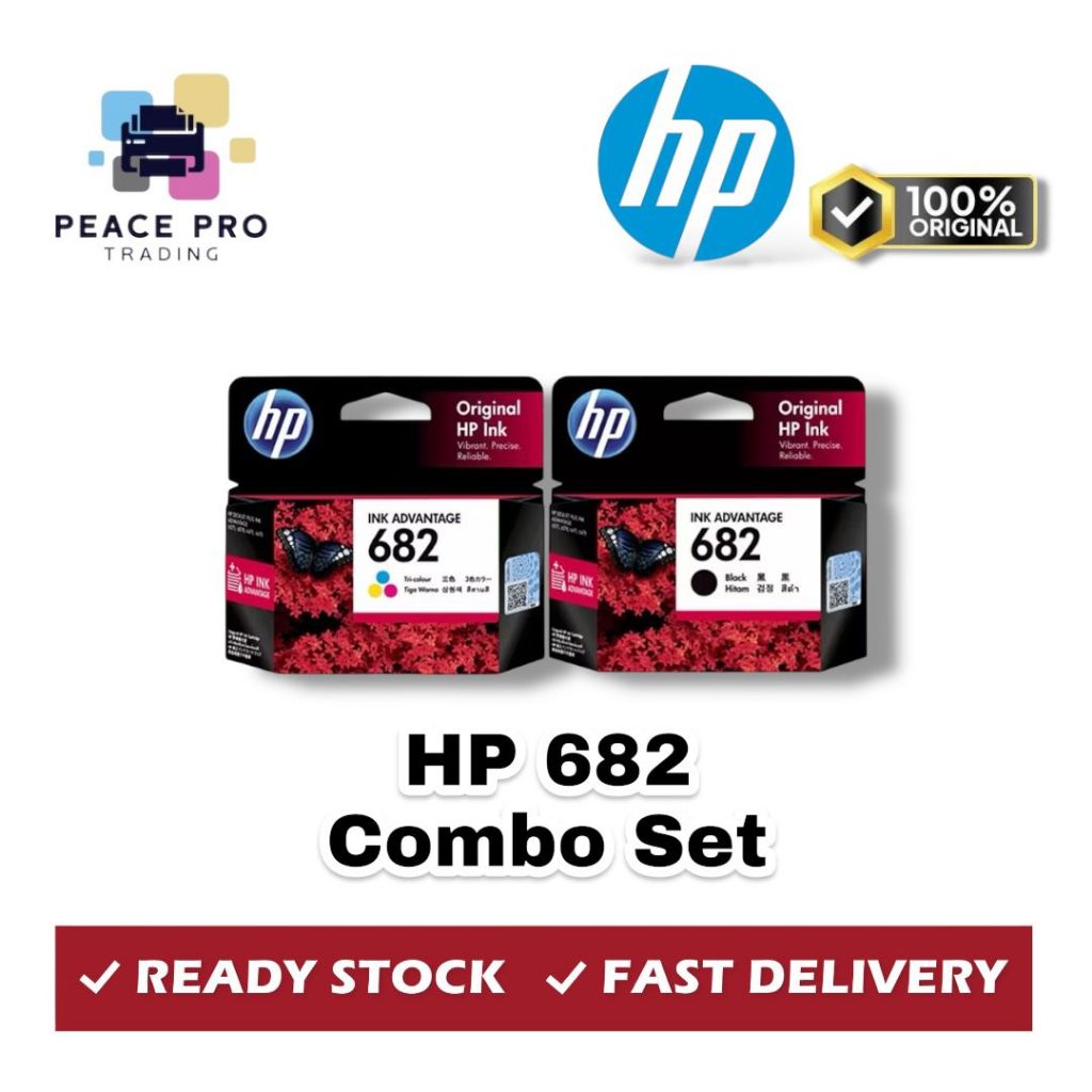 Original HP 682 Black & Colour Ink Cartridge [READY STOCK] | Shopee ...