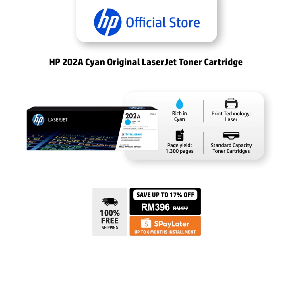 HP 202A Cyan Original LaserJet Toner Cartridge | Laser | 1,300 pages ...