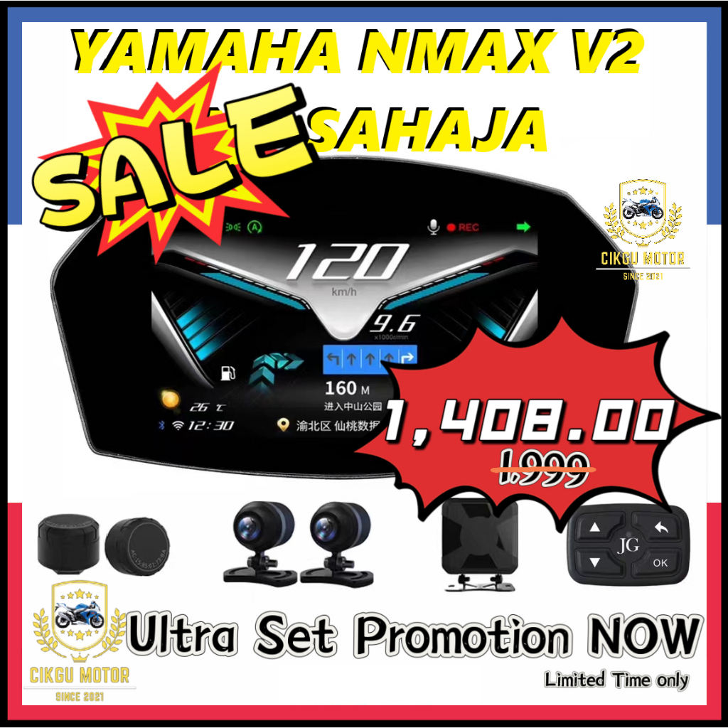 YAMAHA NMAX V2 DASHCAM /GPS SAFETY TFT FULL DIGITAL METER 100% Plug N ...
