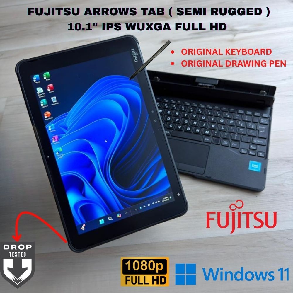 Fujitsu Arrow Tab Q5011 Window 11 Pro IPS Full HD Mini Rugged 2 in 1 ...