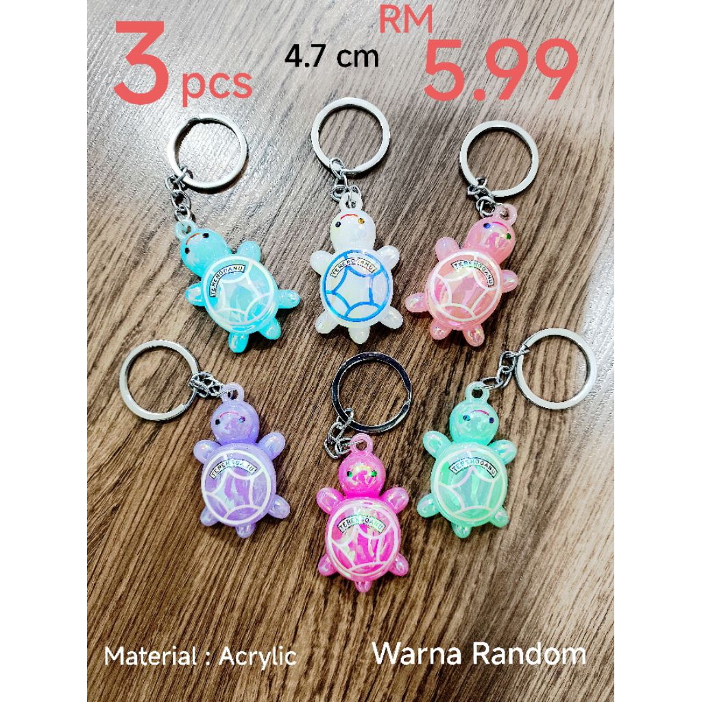 Terengganu turtle Chrome Keychain 3 pcs/ Terengganu Keychain Penyu 3 ...