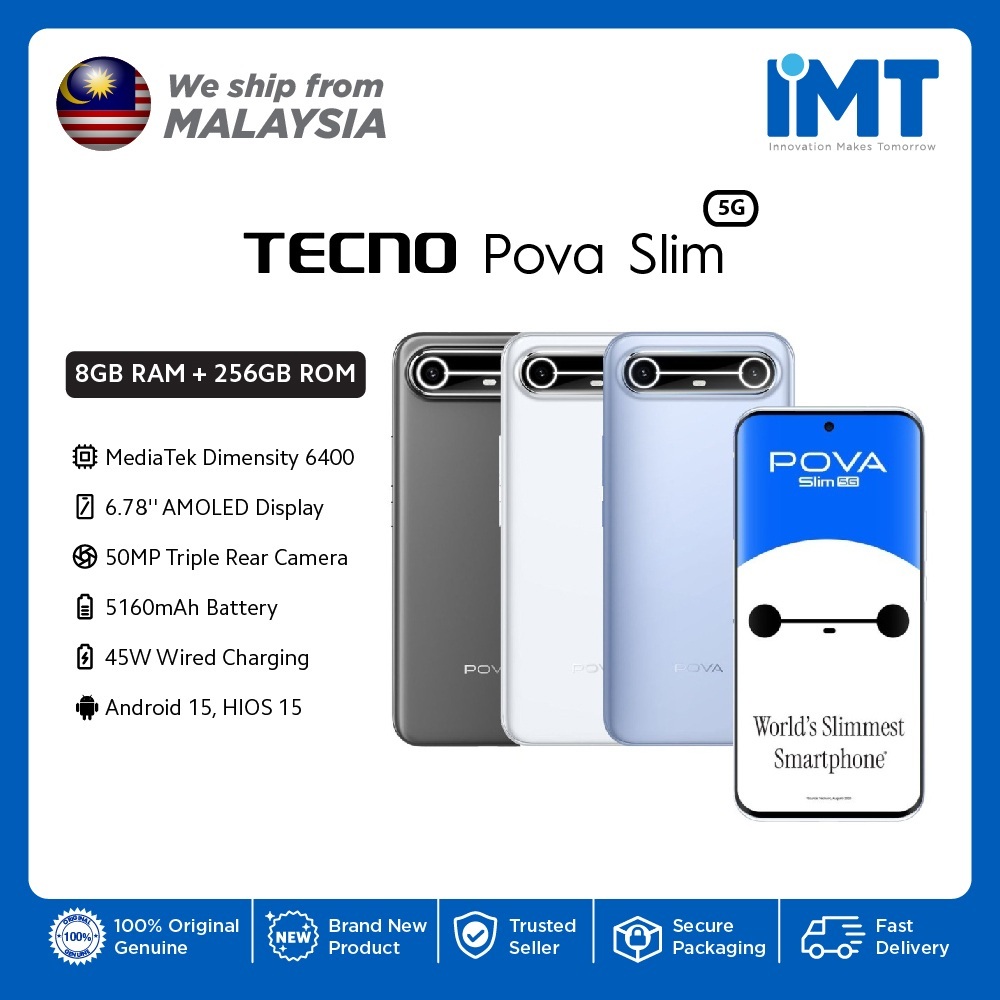 Tecno Pova Slim 5G Smartphone | World's Slimmest 3D-Curved AI Phone ...