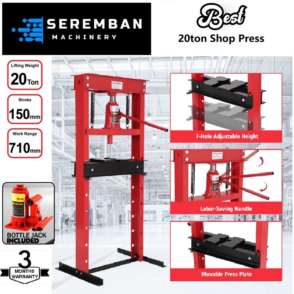 20Ton Heavy Duty Hydraulic Press Jack Bearing Machine Mesin Shop Press ...