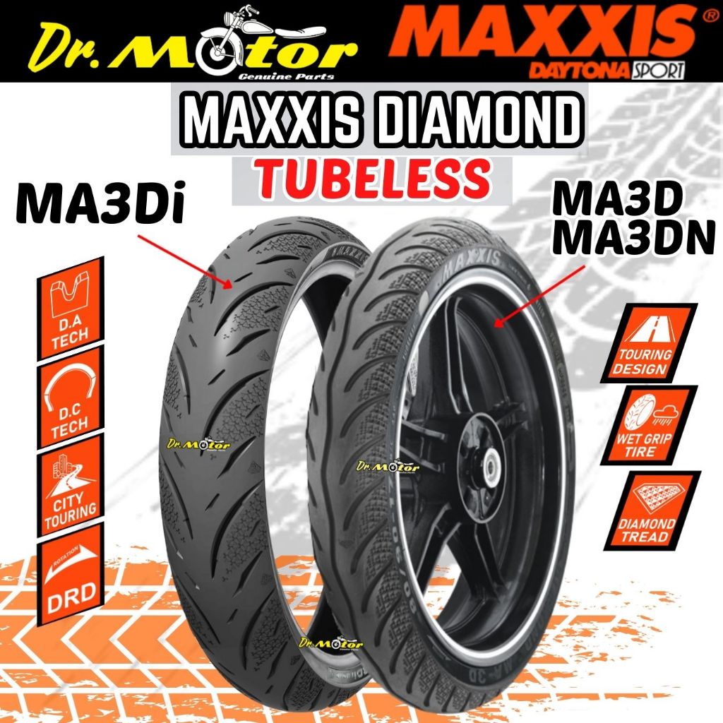 Maxxis Diamond MA3D MA3Di Tyre 17 Tubeless Tayar Tires RODA 70/90-17 80 ...