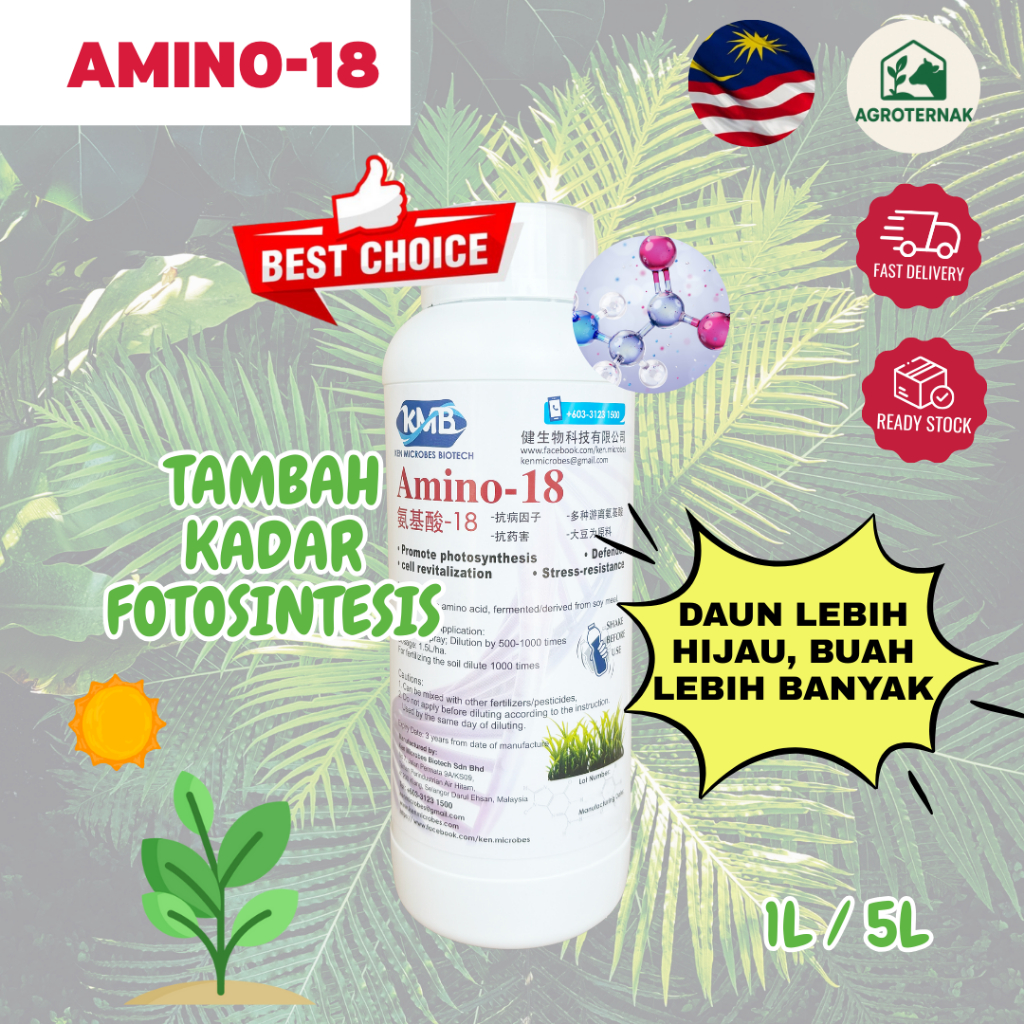 Amino 18 1L/5L |Ken Microbes Protein Pokok Sihat Subur Daun Hijau Baja ...