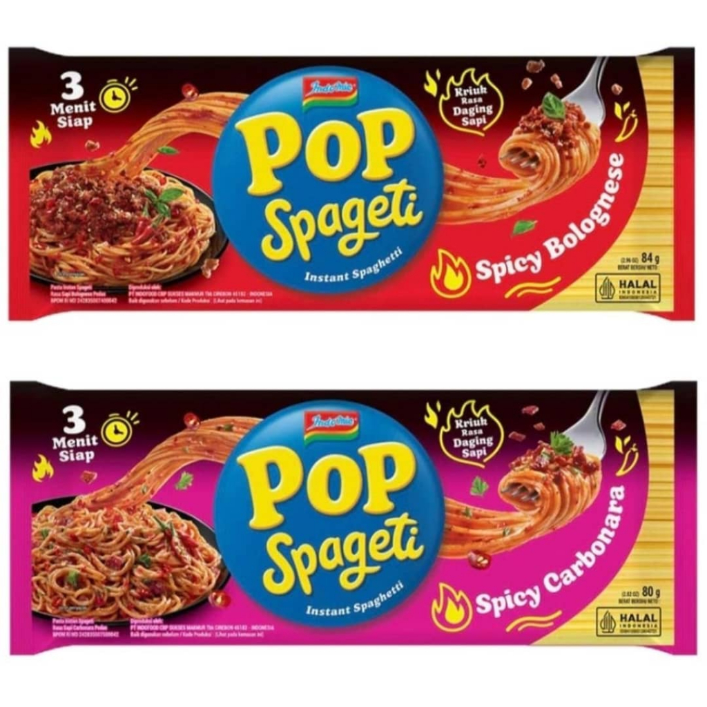 Pop Spaghetti Instan Halal 1 Pek Spicy Carbonara & Spicy Bolognese ...