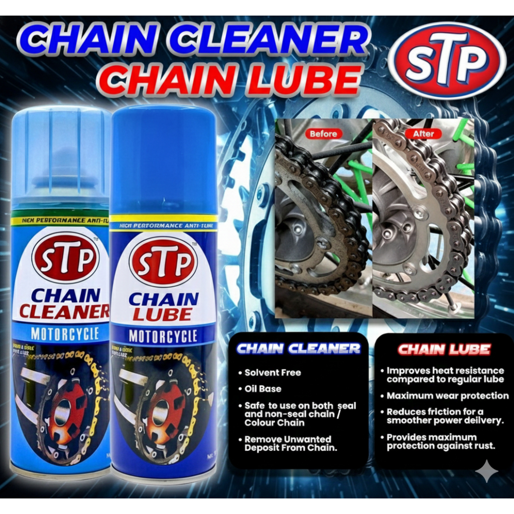 CLEANER CHAIN BRUSH STP CHAIN LUBE CHAIN MOTORCYCLE SPRAY RANTAI MOTOR ...