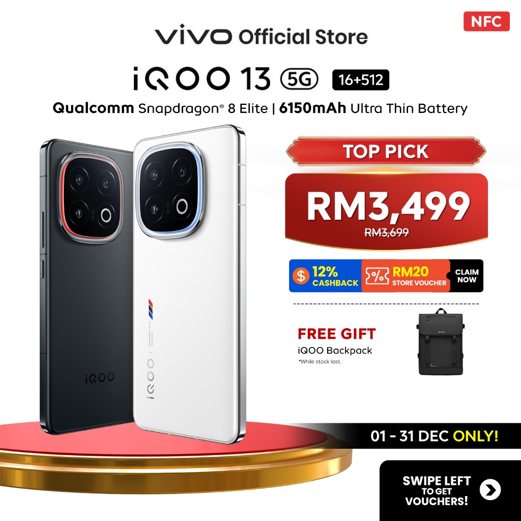 vivo iQOO 13 5G (16+16)GB+512GB, Snapdragon 8 Elite+Chip Q2, 2K 144Hz ...