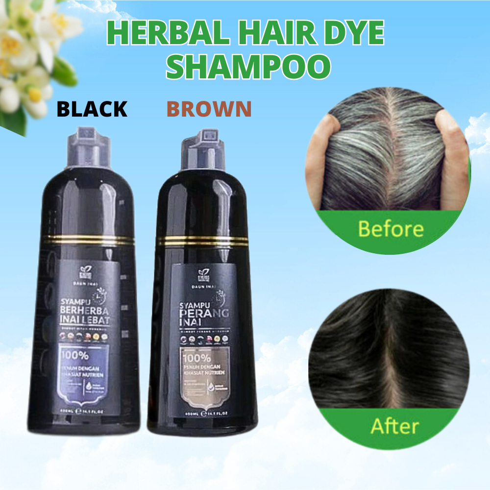 Dherbs Halal Hair Dye Shampoo Grey Coverage Natural Black And Brown ...