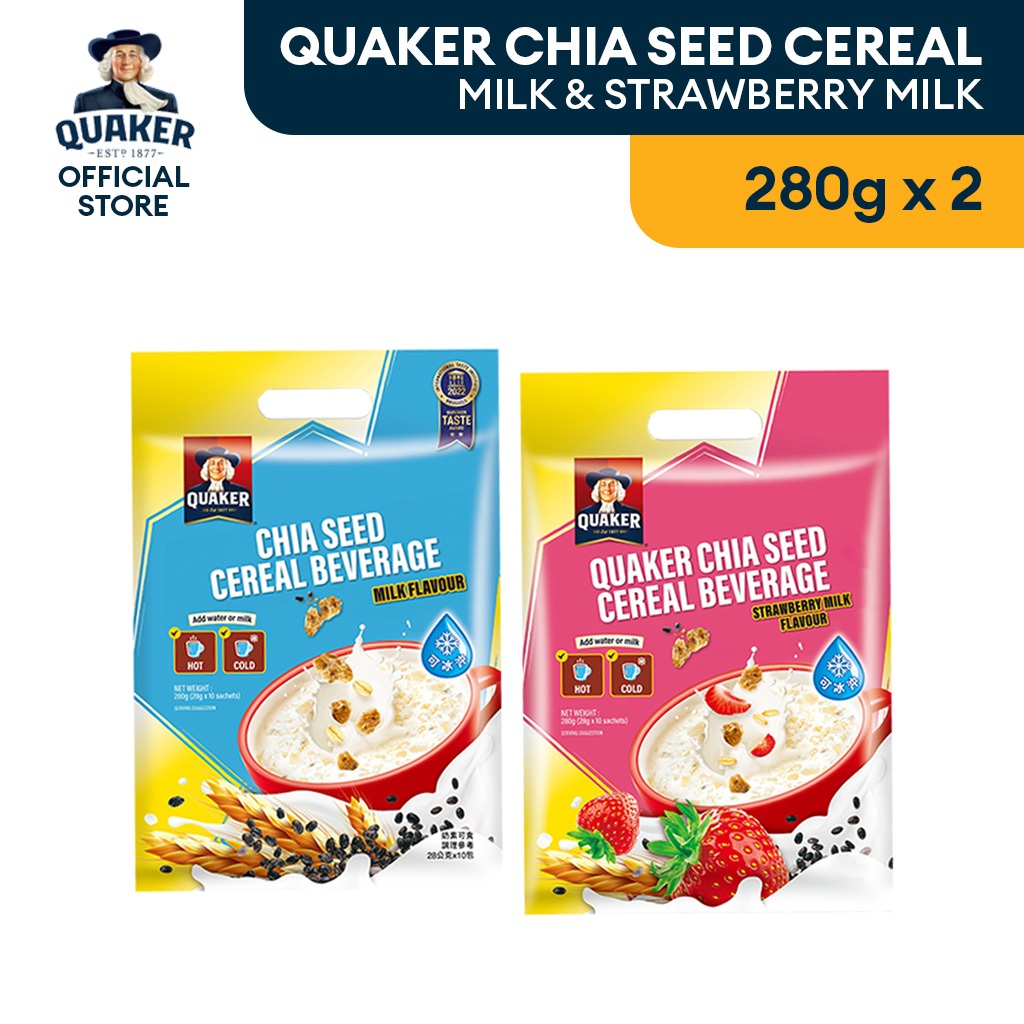[Bundle of 2] Quaker Chia Seed Cereal Mix Flavour 280g (works with cold ...