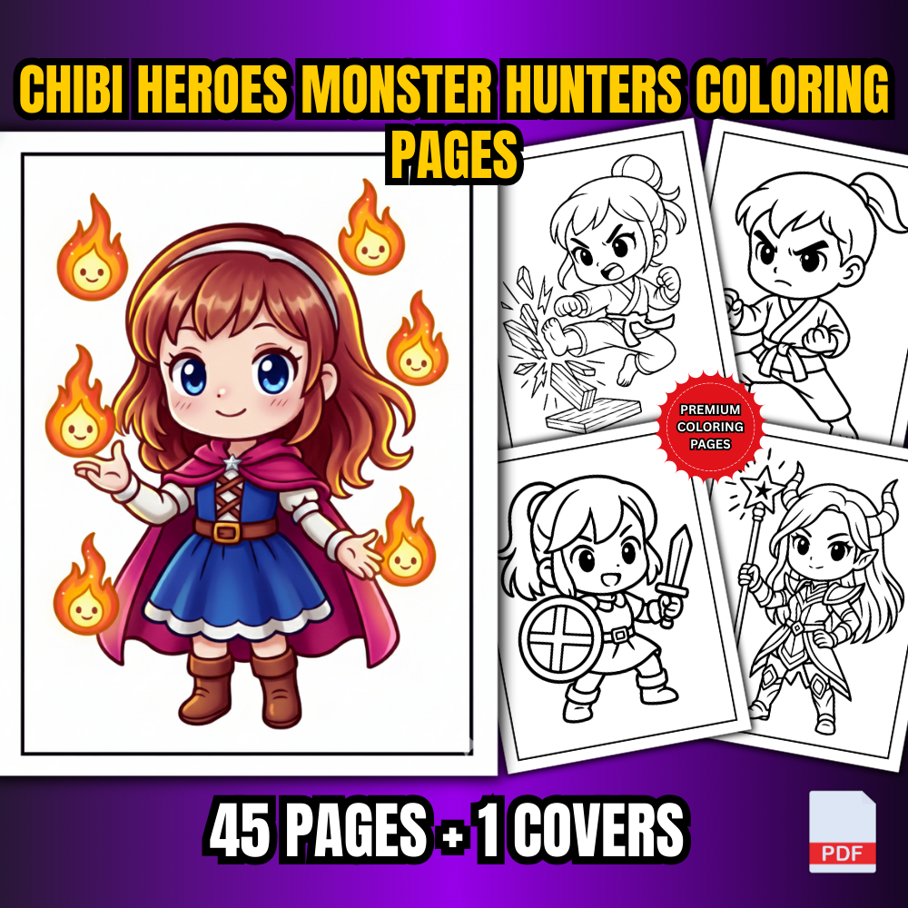 [PDF] 45 Chibi Heroes Monster Hunters Coloring Pages For Kids | Shopee ...