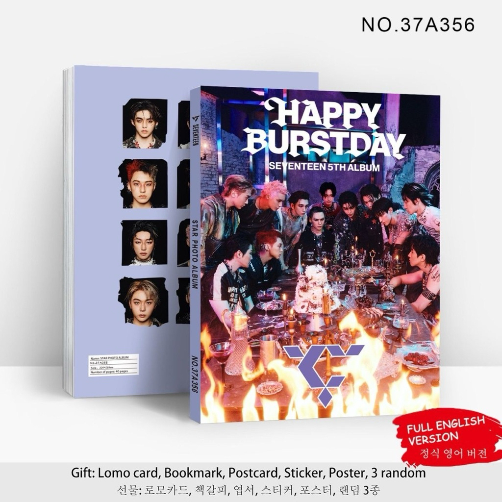 SEVENTEEN HAPPY BURSTDAY Album Photobook Merchandise Set with Photo ...