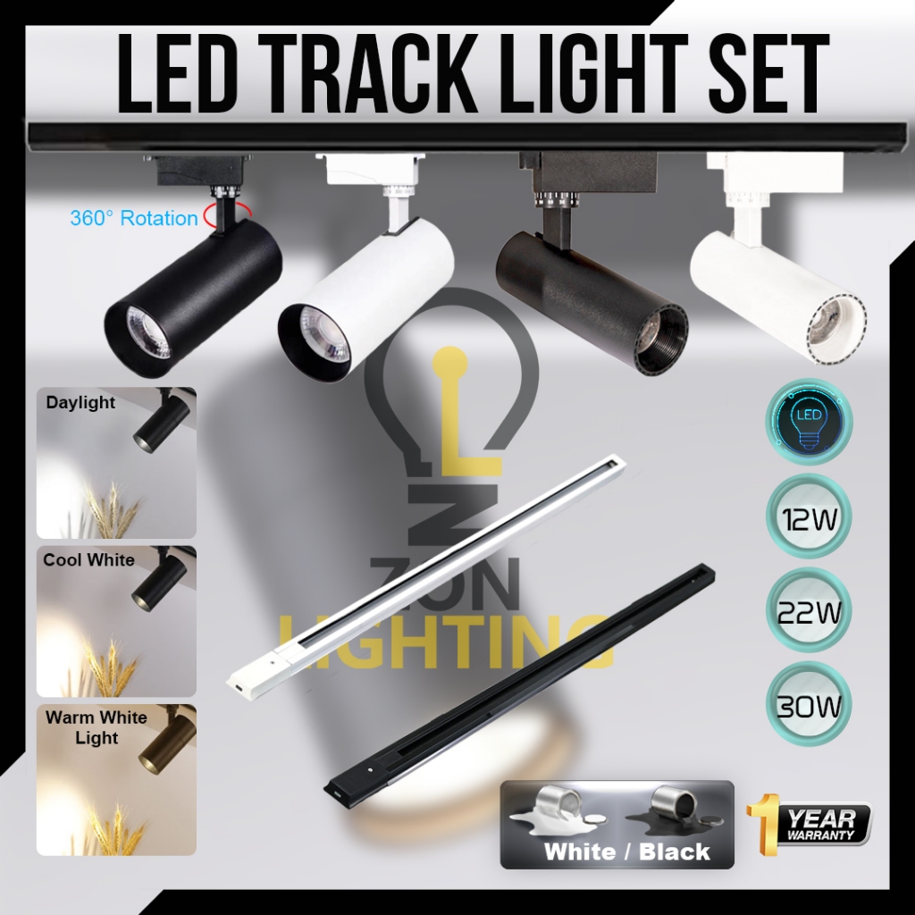 [2 YEARS WARRANTY] SET Track Light 12W 22W 30W COB LED Lampu Tracklight ...