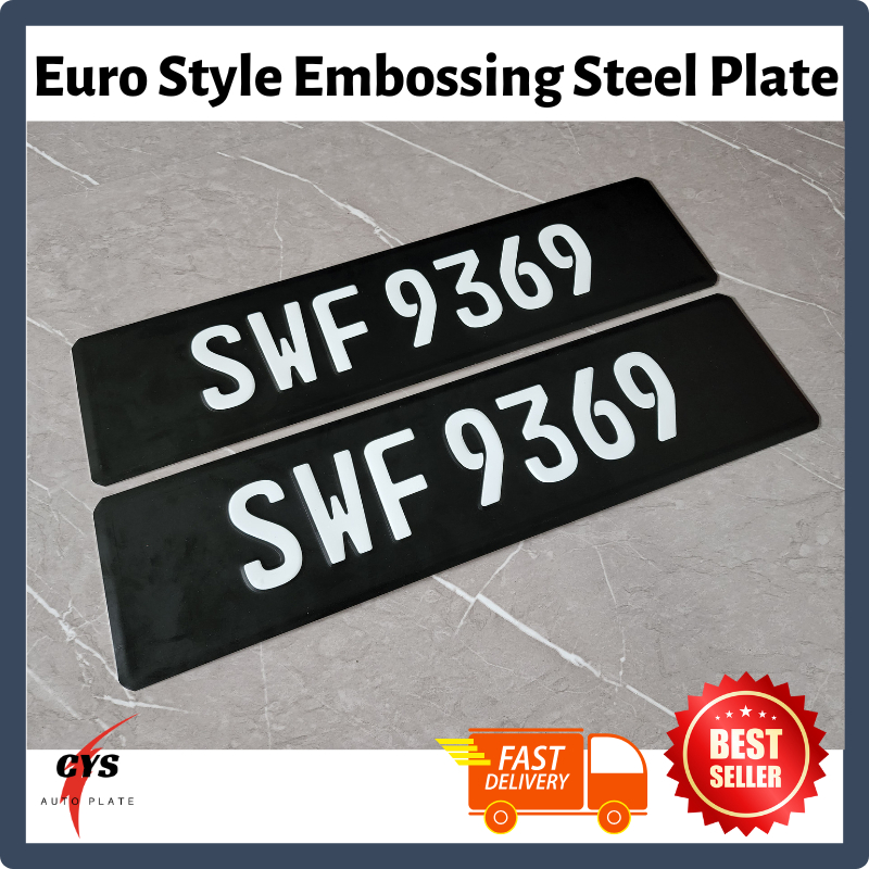 EURO Embossed Steel Car Plate / Plat Besi Timbul / Steel Car Plate ...