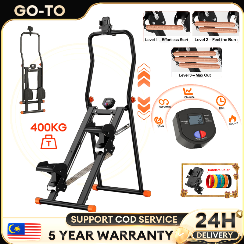 Climbing Machine Stair Climber Stepper Foldable Adjustable Resistance ...