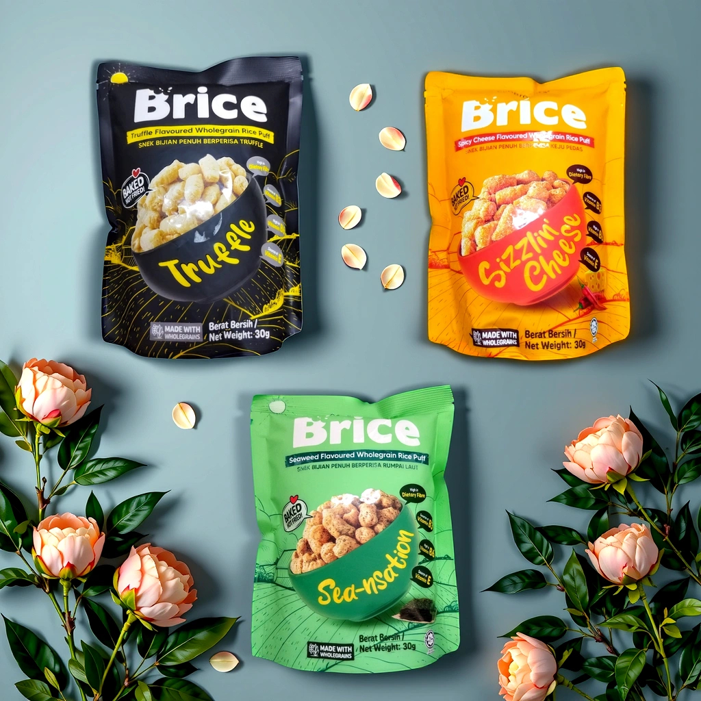 Brice Wholegrain Rice Puffs Snack Pack – 3 Flavors (Truffle, Sea-sation ...