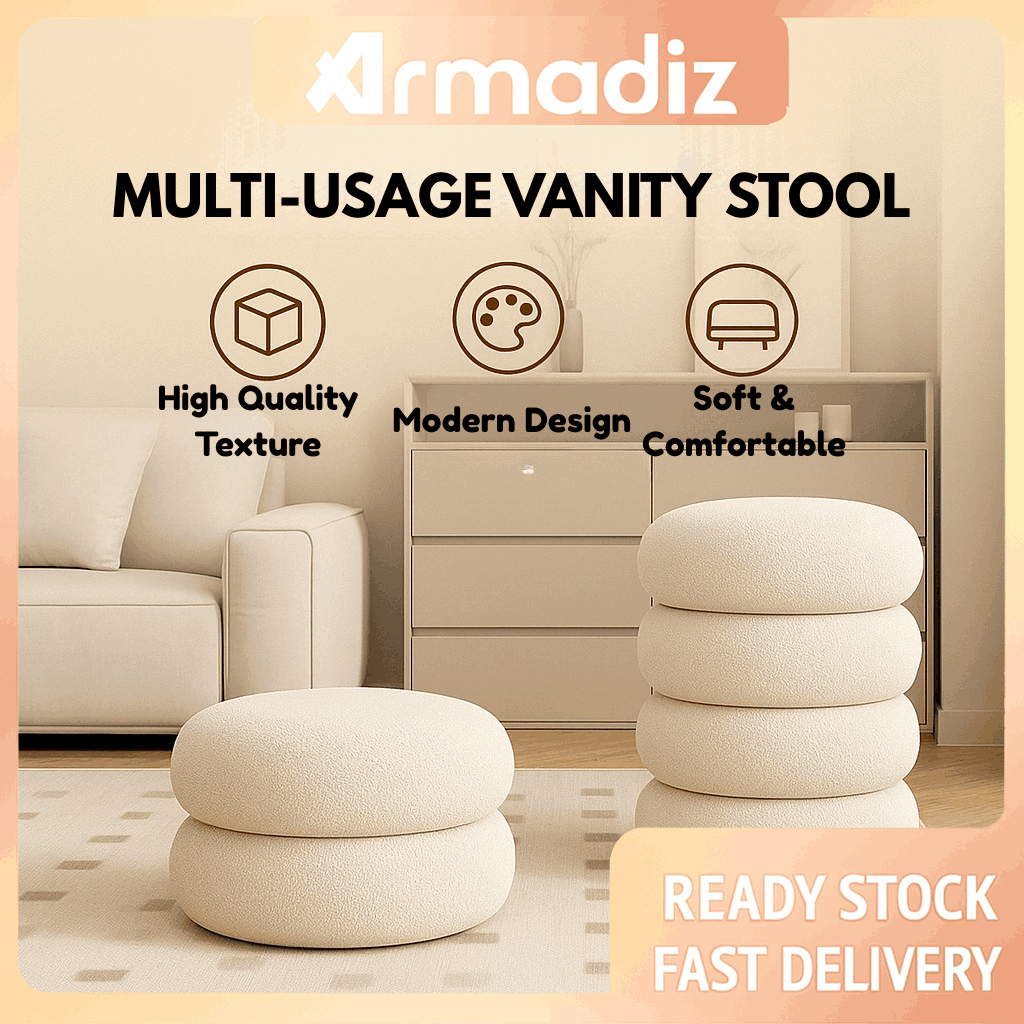 Armadiz Vanity Stool Cream-colored makeup stool dressing stool girl's ...