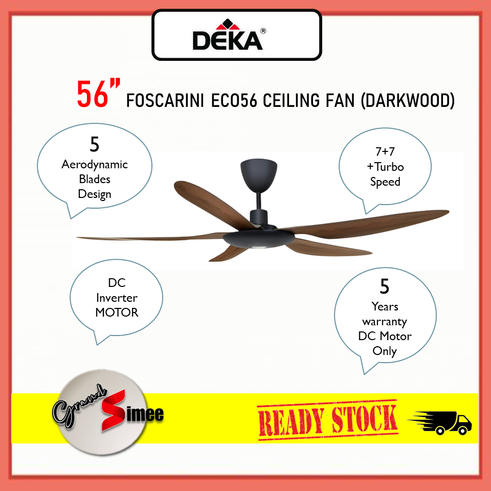 Deka FOSCARINI ECO 56" DC MOTOR CEILING FAN (DARK WOOD) | Shopee Malaysia