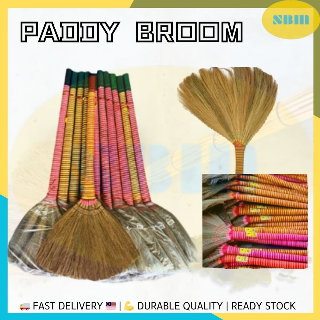 SBM MYANMAR / BURMA STRAW BROOM / RATTAN HANDLE BROOM/ PADDY BROOM ...