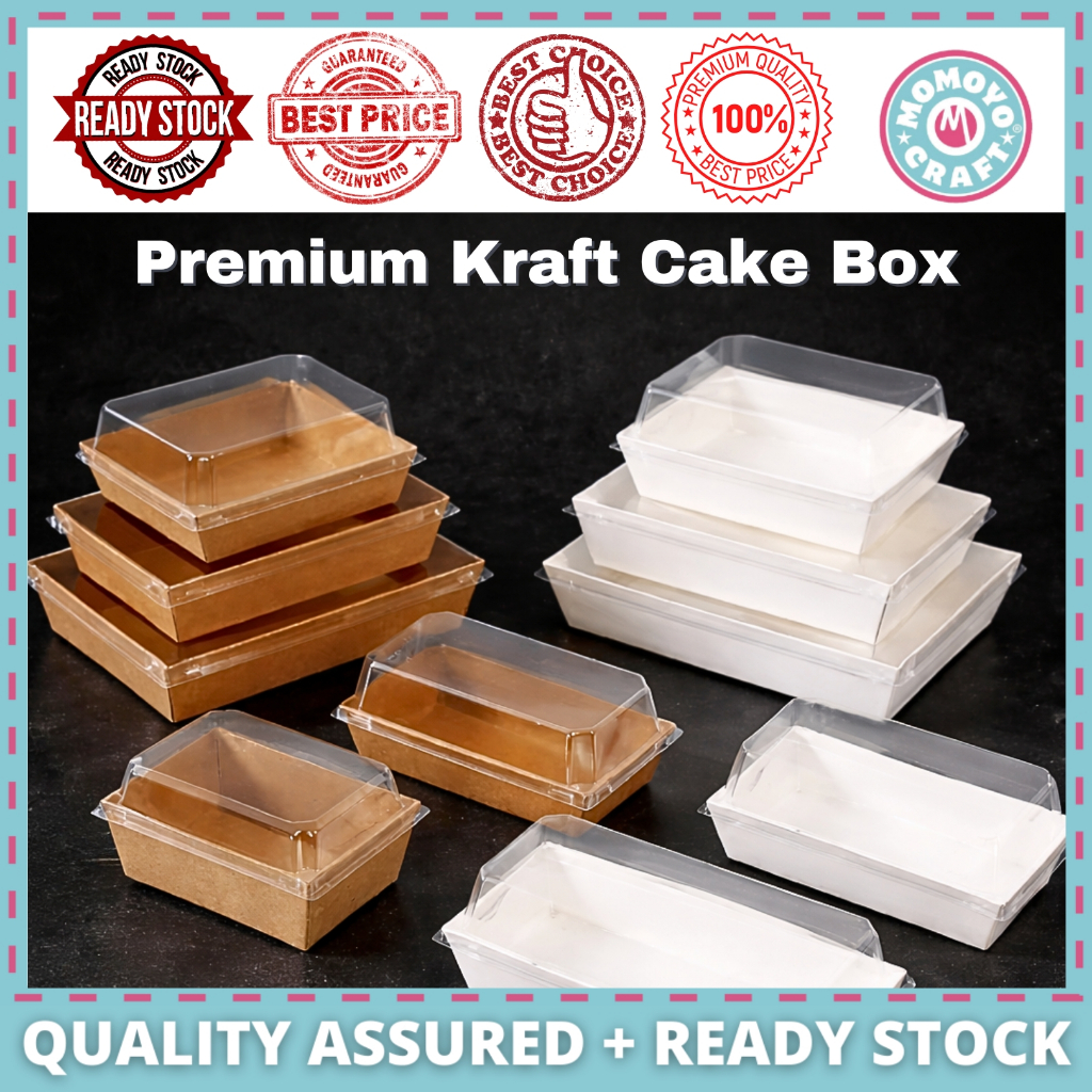 Momoyocraft Premium Kraft Cake Box Square Rectangular Clear Lid Bakery ...