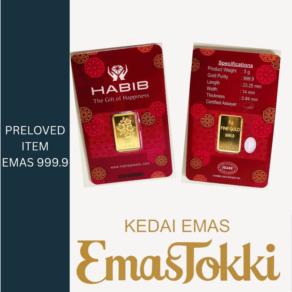 Emas Tokki 5.00g 999.9 Gold bar - HABIB ( Preloved ) | Shopee Malaysia