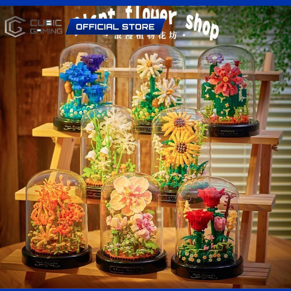 MINI BRICKS MICRO NANO BLOCKS DIY FLOWER BOUQUET WITH DUST COVER ...