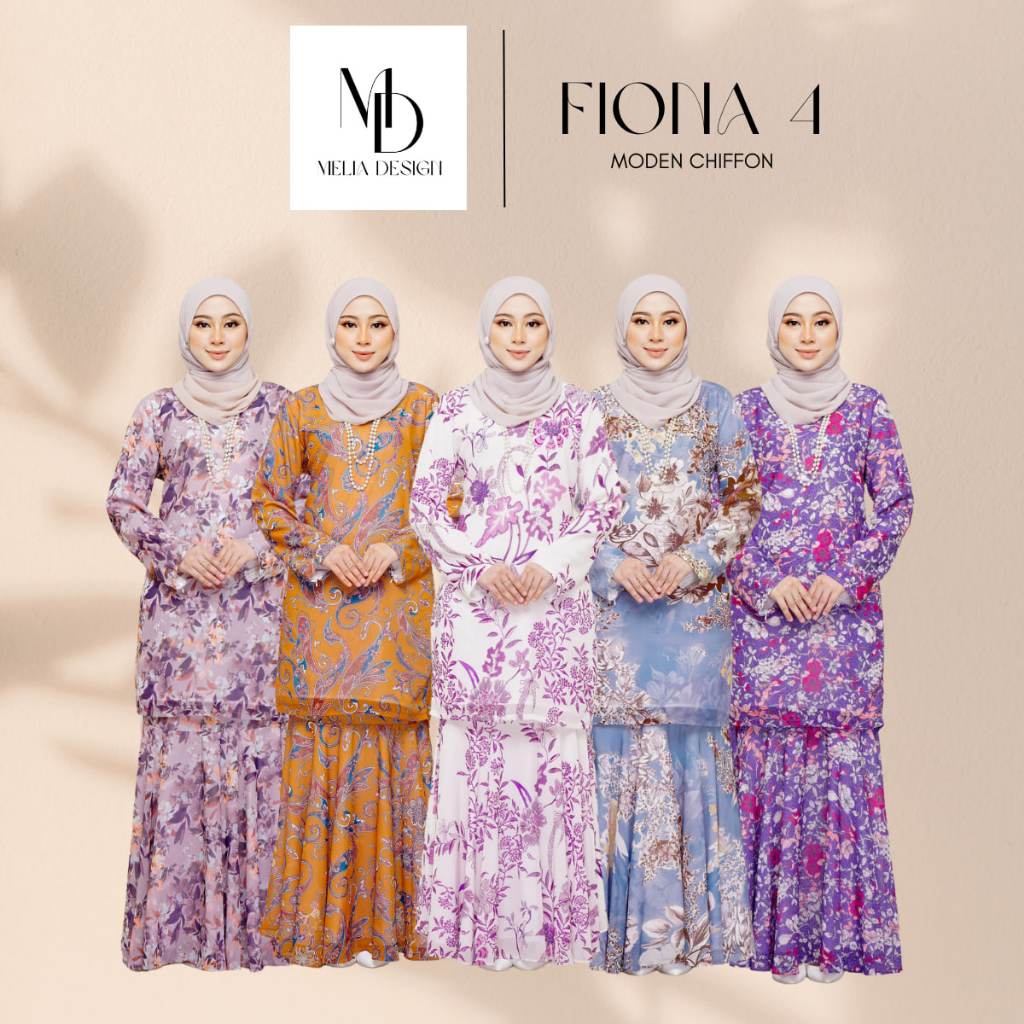 KURUNG MODEN FIONA 4 BY MELIA DESIGN CHIFFON SILK PREMIUM FLOWY MURAH ...