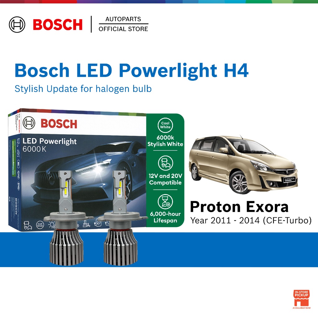 Bosch LED Powerlight Retrofit 6000K Proton Exora CFE Turbo H4 Car ...