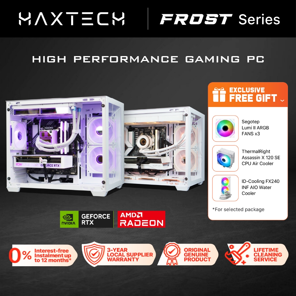 High Performance Gaming PC FROST WHITE / Ryzen 5 / Intel i5 / RTX 5050 ...