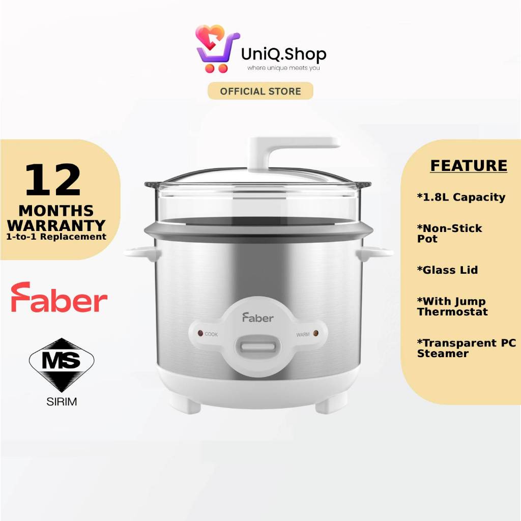 Faber Traditional Rice Cooker with Steamer 1.8L | FRC-S319ST (Food ...