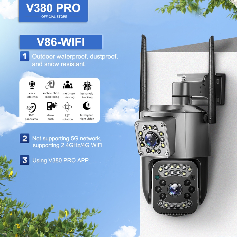 V380 Pro wireless dual lens outdoor waterproof wifi 360 cctv camera ...
