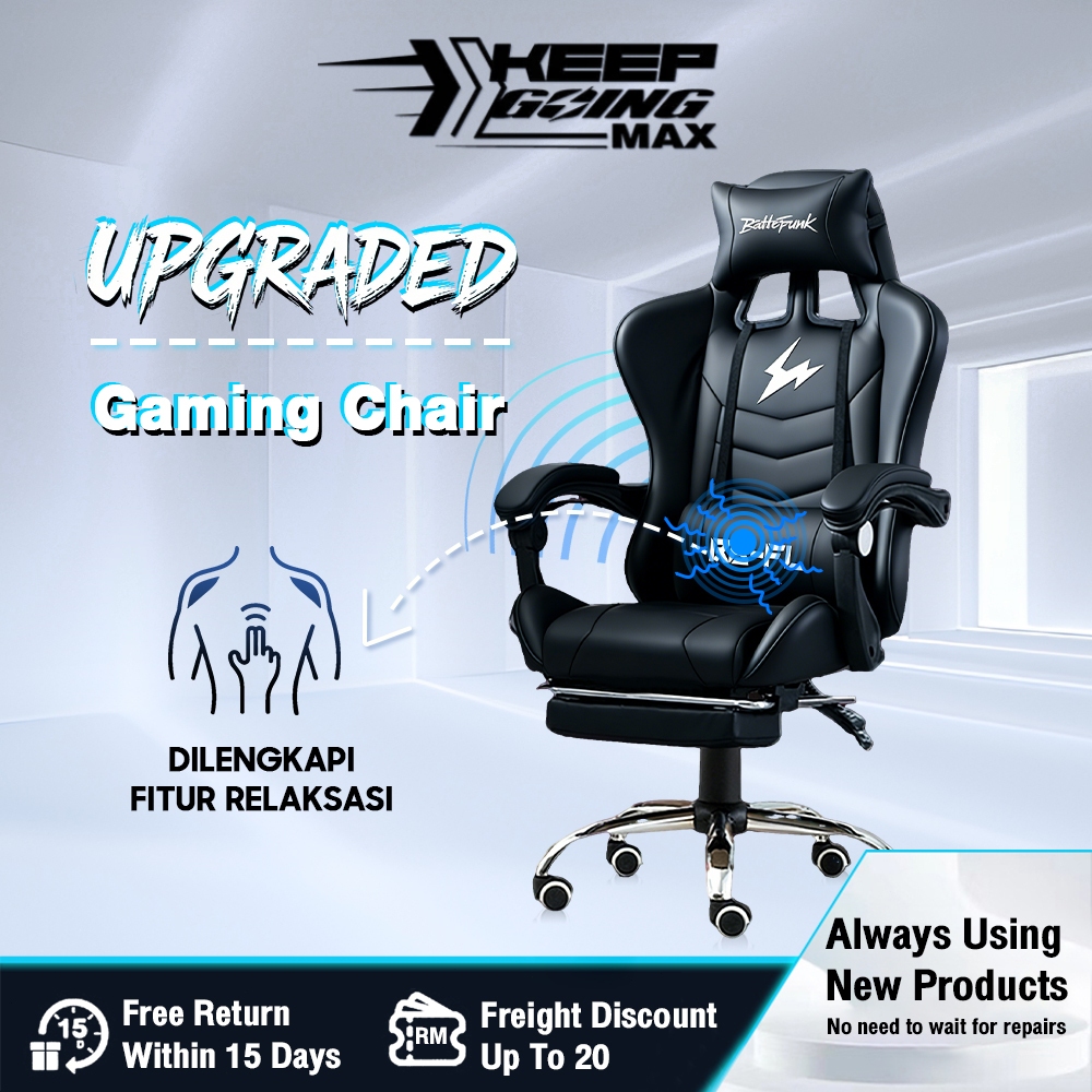 Ergonomic Large Electric Gaming Chair with Electric Massage Feature ...