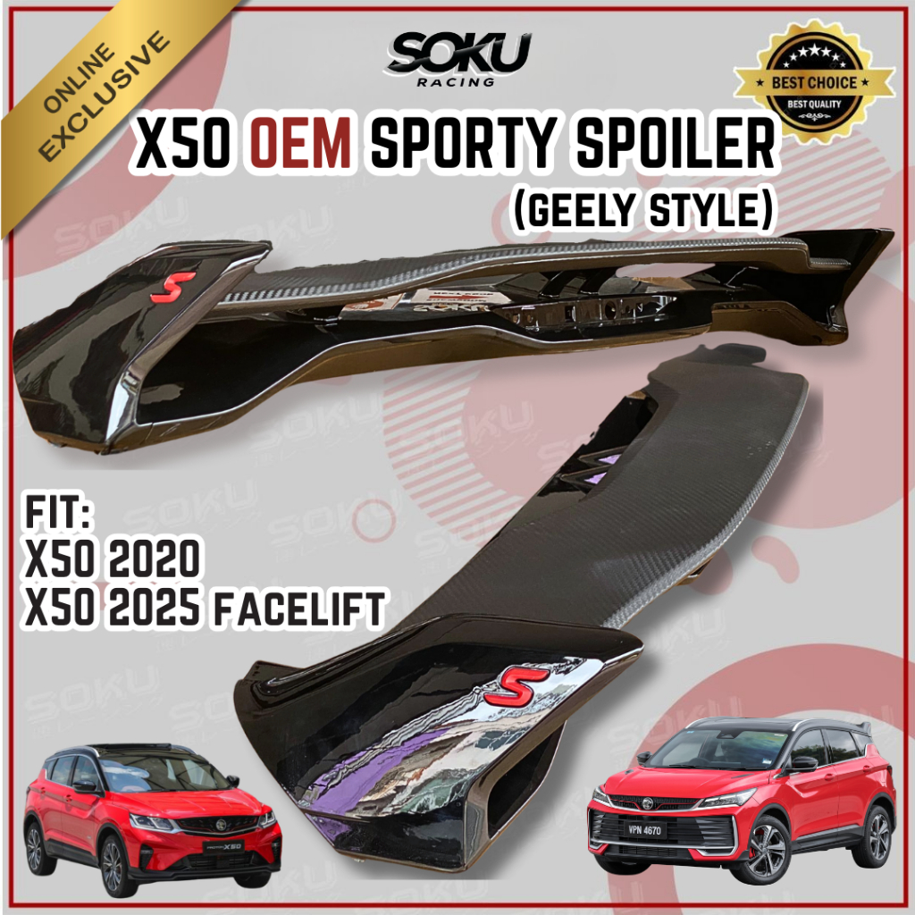 Proton X50 GEELY Style Carbon OEM Spoiler | Plug and Play For X50 20 ...