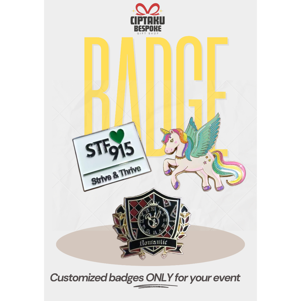 [MOQ 100/design] Customized Metal Badge Pin Lapel Pin Name Tag Medal ...
