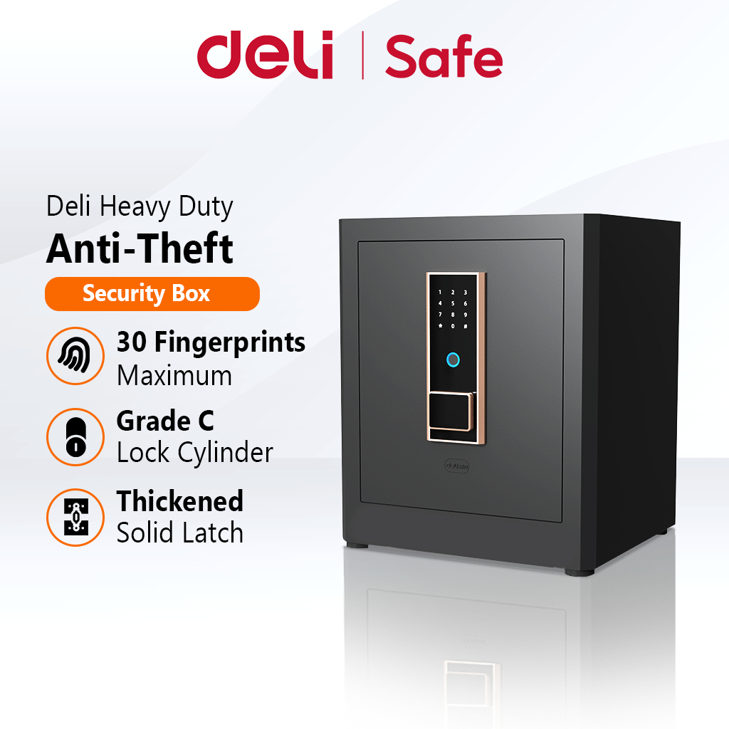 Deli Heavy Duty Anti-Theft Security Box with Fingerprint Scanner ...