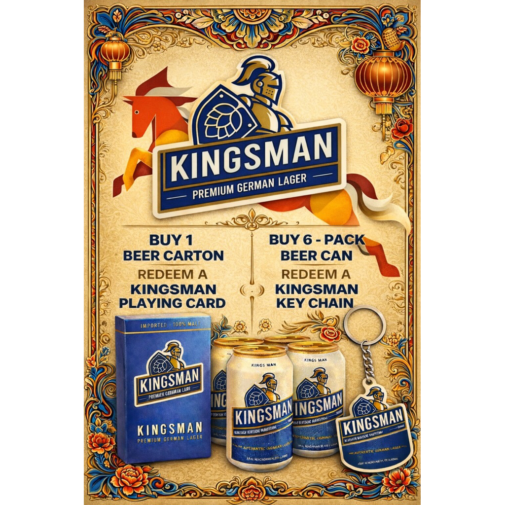 Kingsman Beer Carton x24 330ml (Free Kingsman Playing Card) | Shopee ...