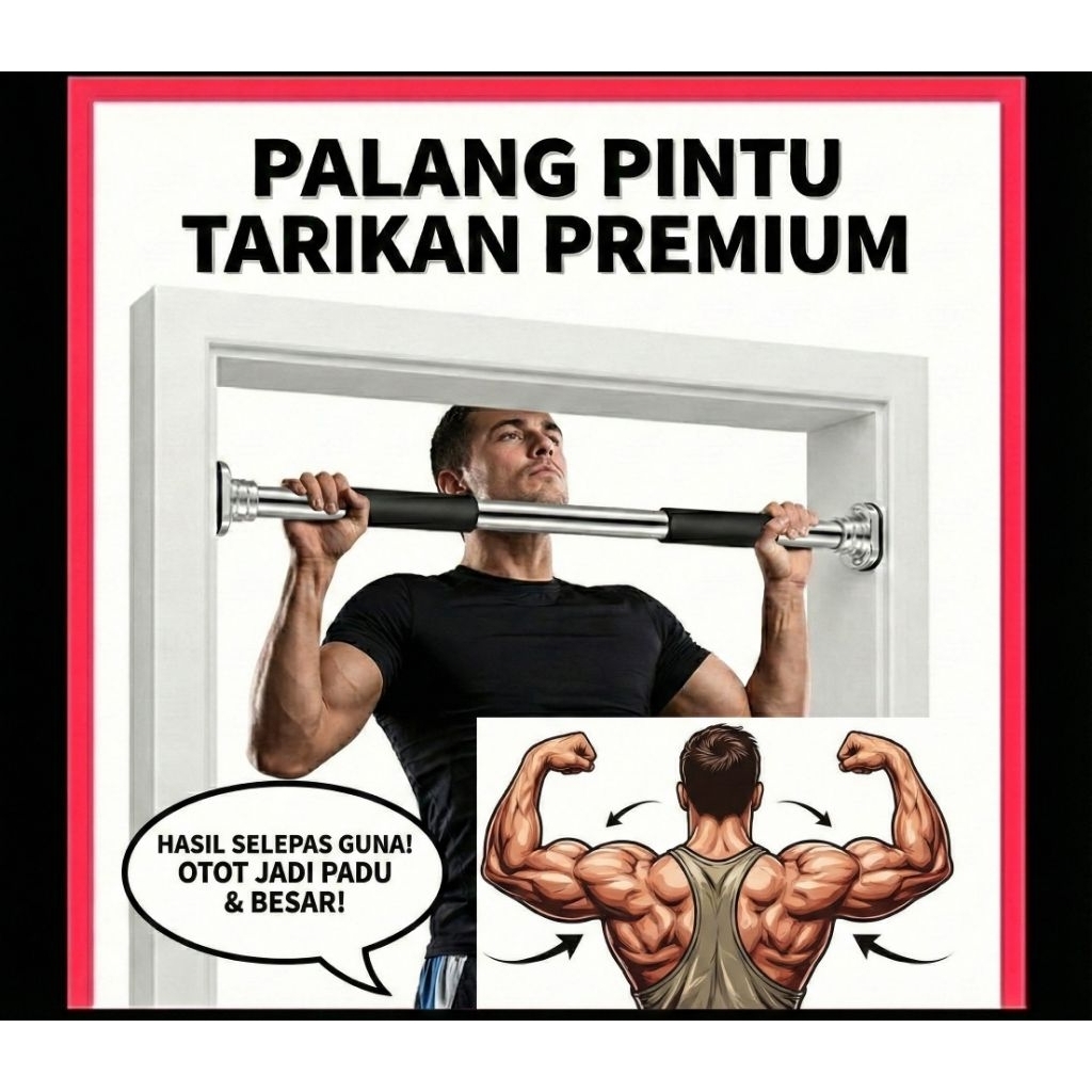 Pull Up Bar Pintu Rumah | Rod Gym Adjustable 60–100cm | Tanpa Skru ...