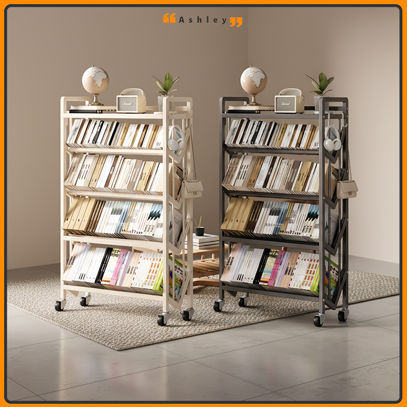 Bookshelf Rak Buku Kanak Kanak Almari Buku Steel Metal Book Rack Besi ...
