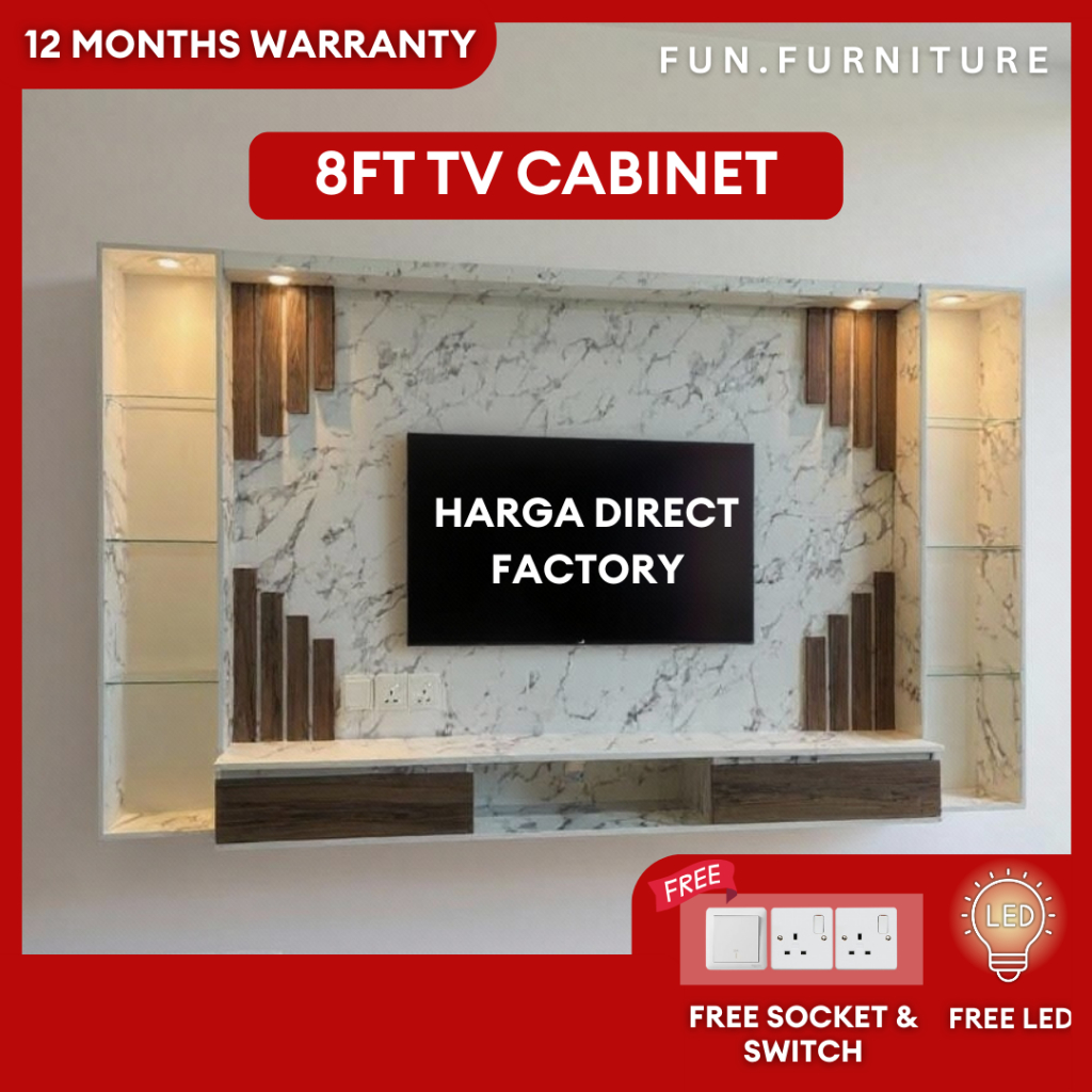🔥 𝐅𝐑𝐄𝐄 𝐈𝐍𝐒𝐓𝐀𝐋𝐋 🔥 Silvia 8ft TV Cabinet / Hold Up to 65 Inch / TV ...