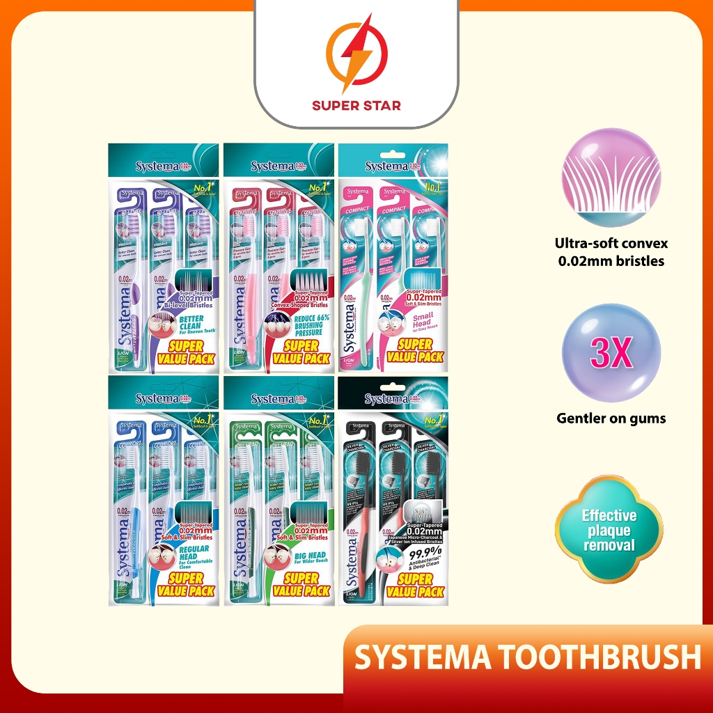 Systema Toothbrush Super Value Pack 3s (Comfort / Compact / Full Head ...