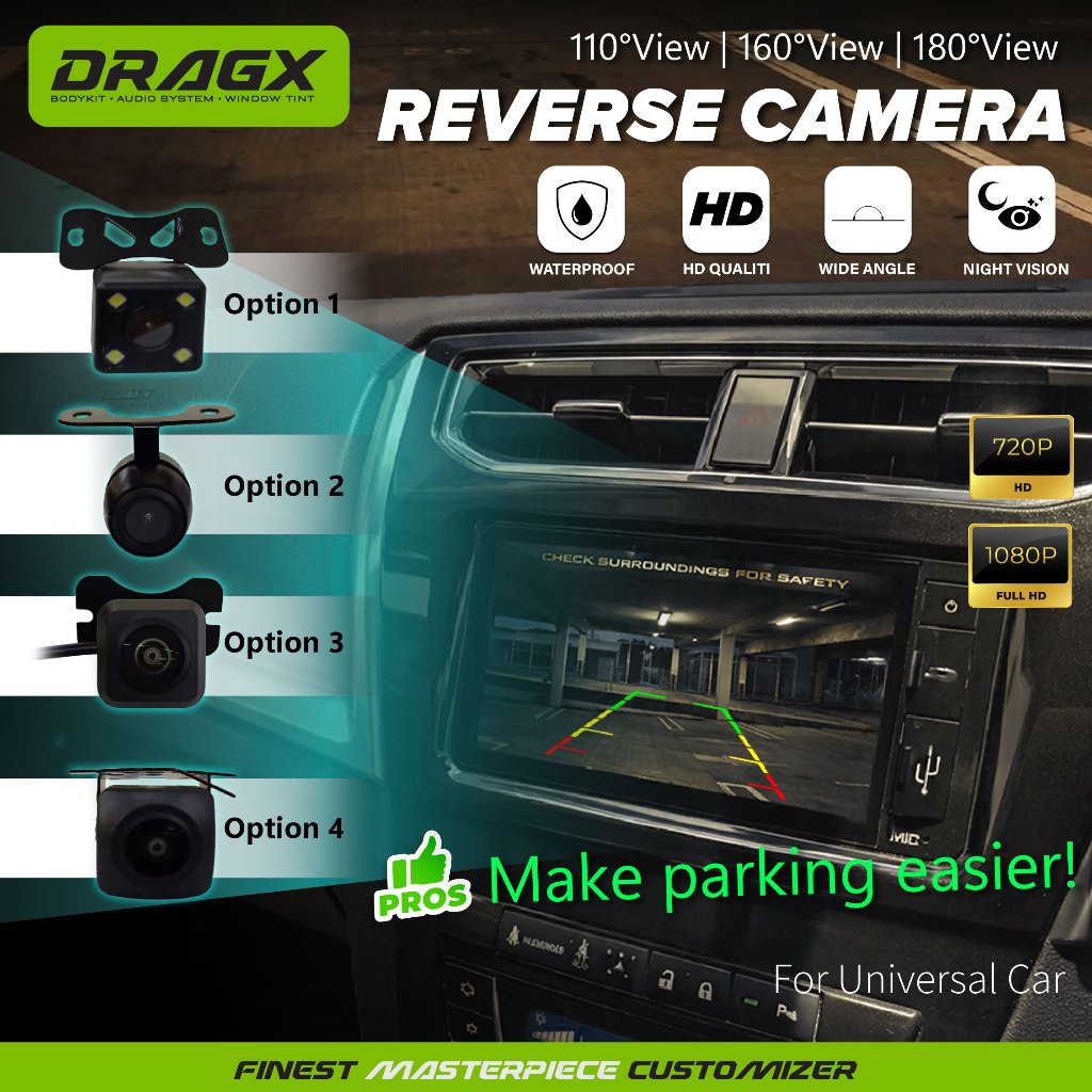 📢🔥UNIVERSAL CAR REVERSE CAMERA (BUTTERFLY, 4 LED CAP, 180 VIEW AHD,160 ...