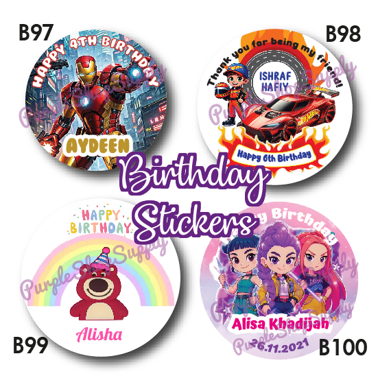 Birthday Sticker / Thank You Sticker Label Printing / Hari Jadi ...