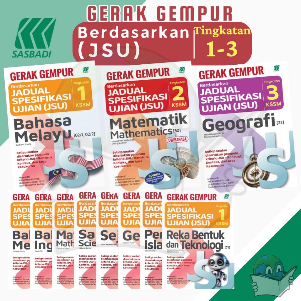 Buku Latihan 2025 Gerak Gempur JSU Tingkatan 1-3 - B.Melayu/Eng/Mate ...