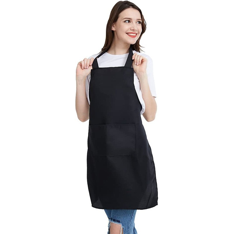 【Spot shipping】Apron kitchen black apron apron waterproof with pockets ...