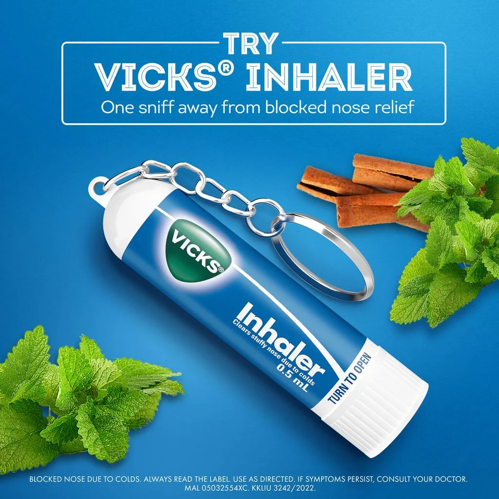 Vicks Inhaler Keychain 0.5ml – Fast Relief from Blocked Nose | Pocket ...