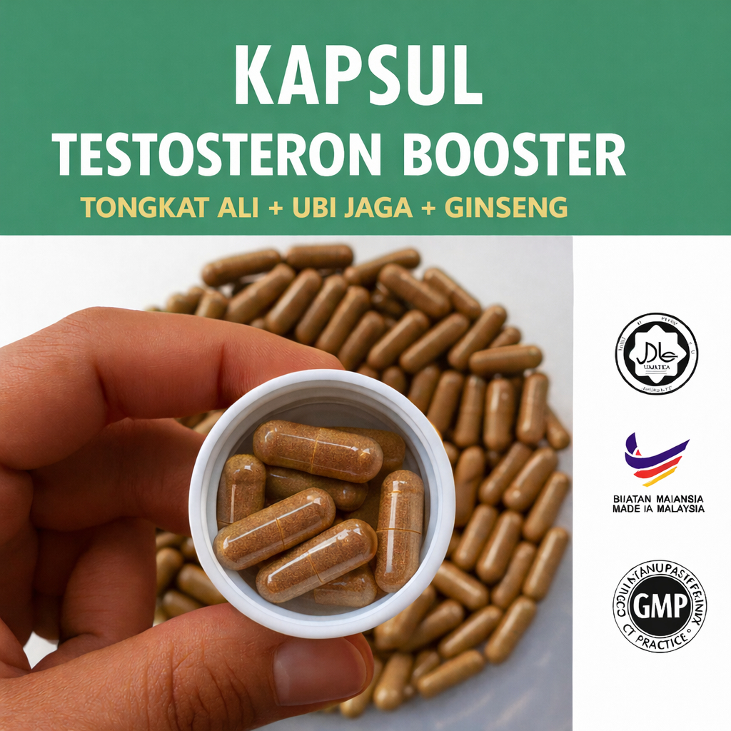Testosteron Booster (Tongkat ali + ubi jaga + Ginseng) Kapsul 100% ...