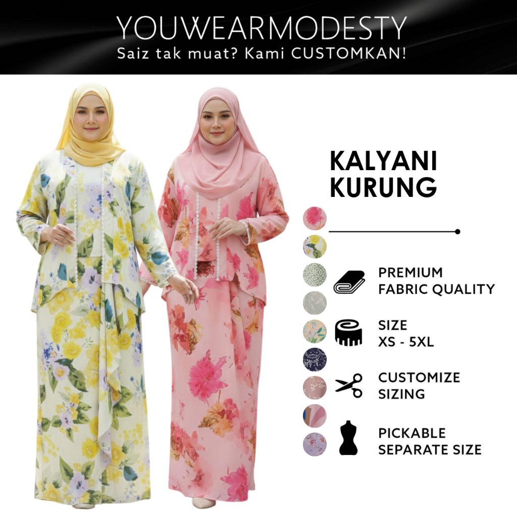 YouWearModesty Kalyani Tapered Baju Kurung Peplum Muslimah Plus Size ...