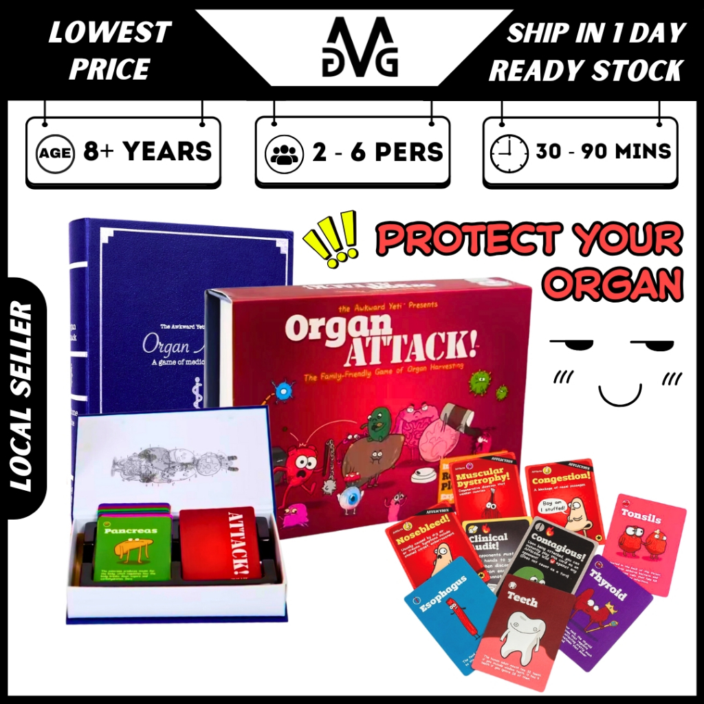 Organ Attack Board Game Awkward Yeti Edition Card Game for Kids Family ...