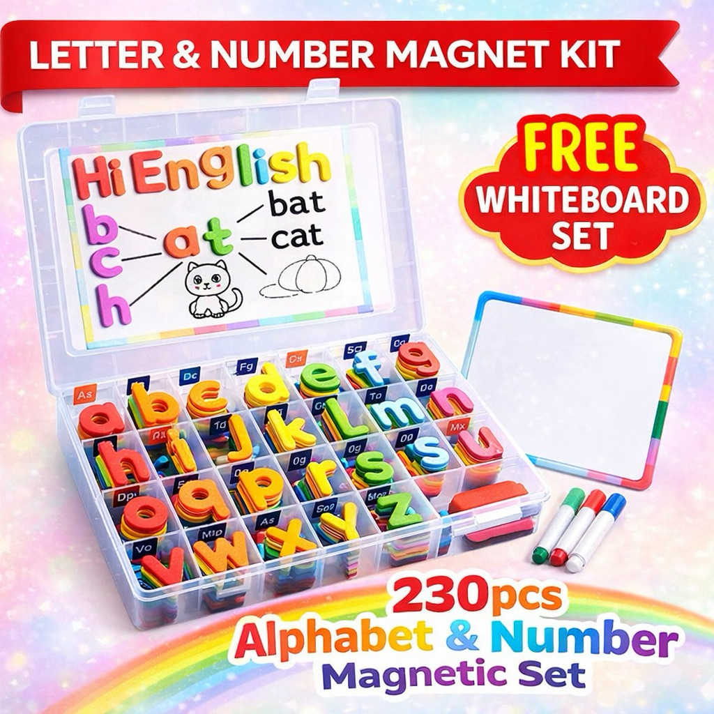 230pcs Alphabet and Number Magnet for Kids | Magnetic ABC Alphabet ...