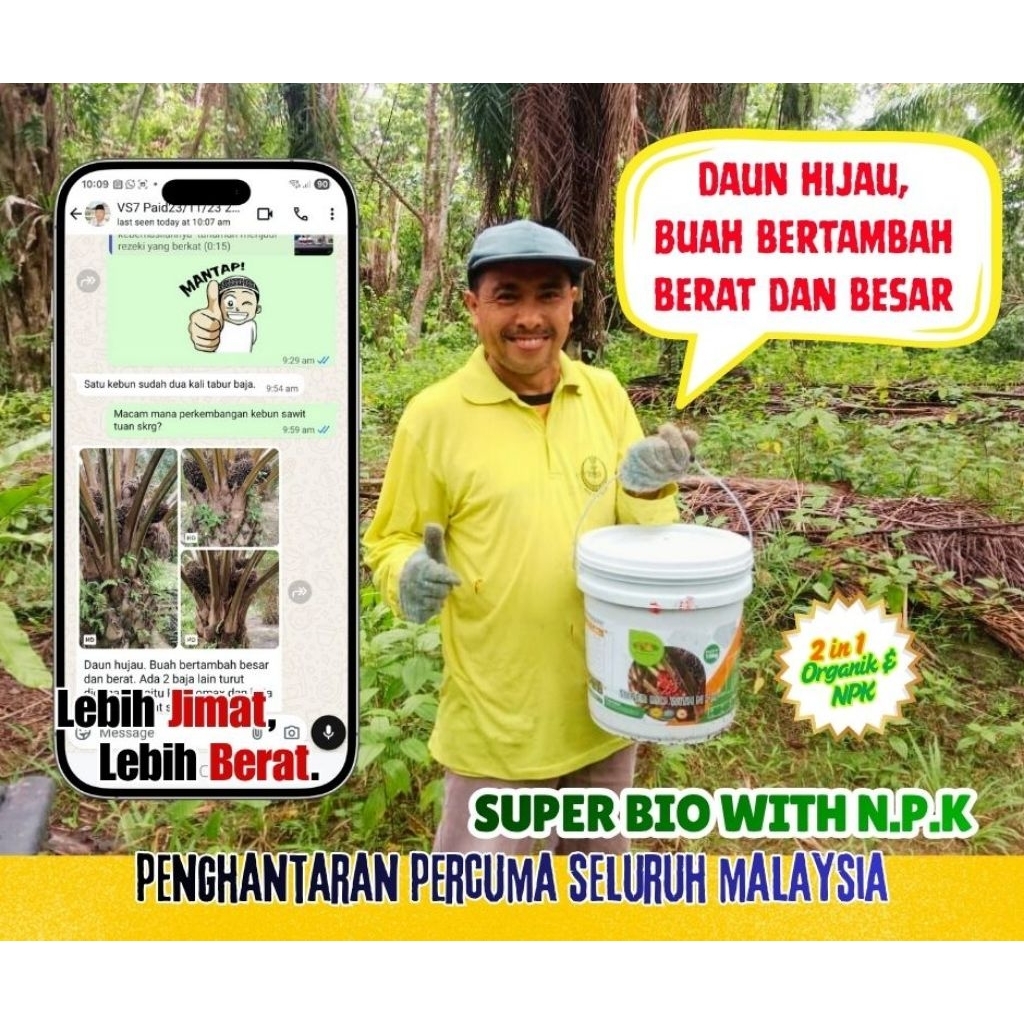PAKEJ PERCUBAAN 1 TONG BAJA SUPER BIO WITH NPK- 10 KG (Baja Sawit, Buah ...